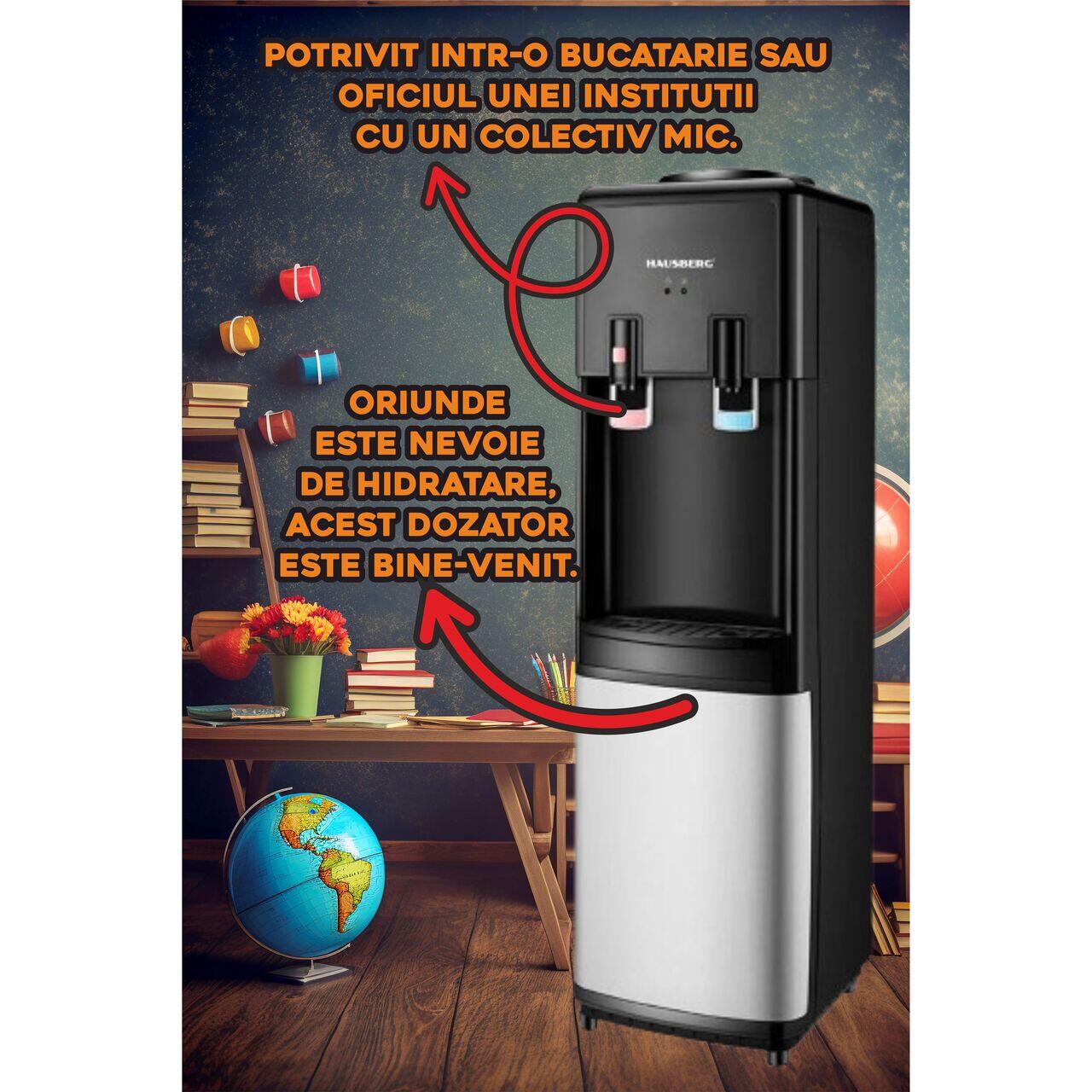 Диспенсър за вода HAUSBERG HB-6025NG, мощност на нагряване 550 W, мощност на охлаждане 80 W ...